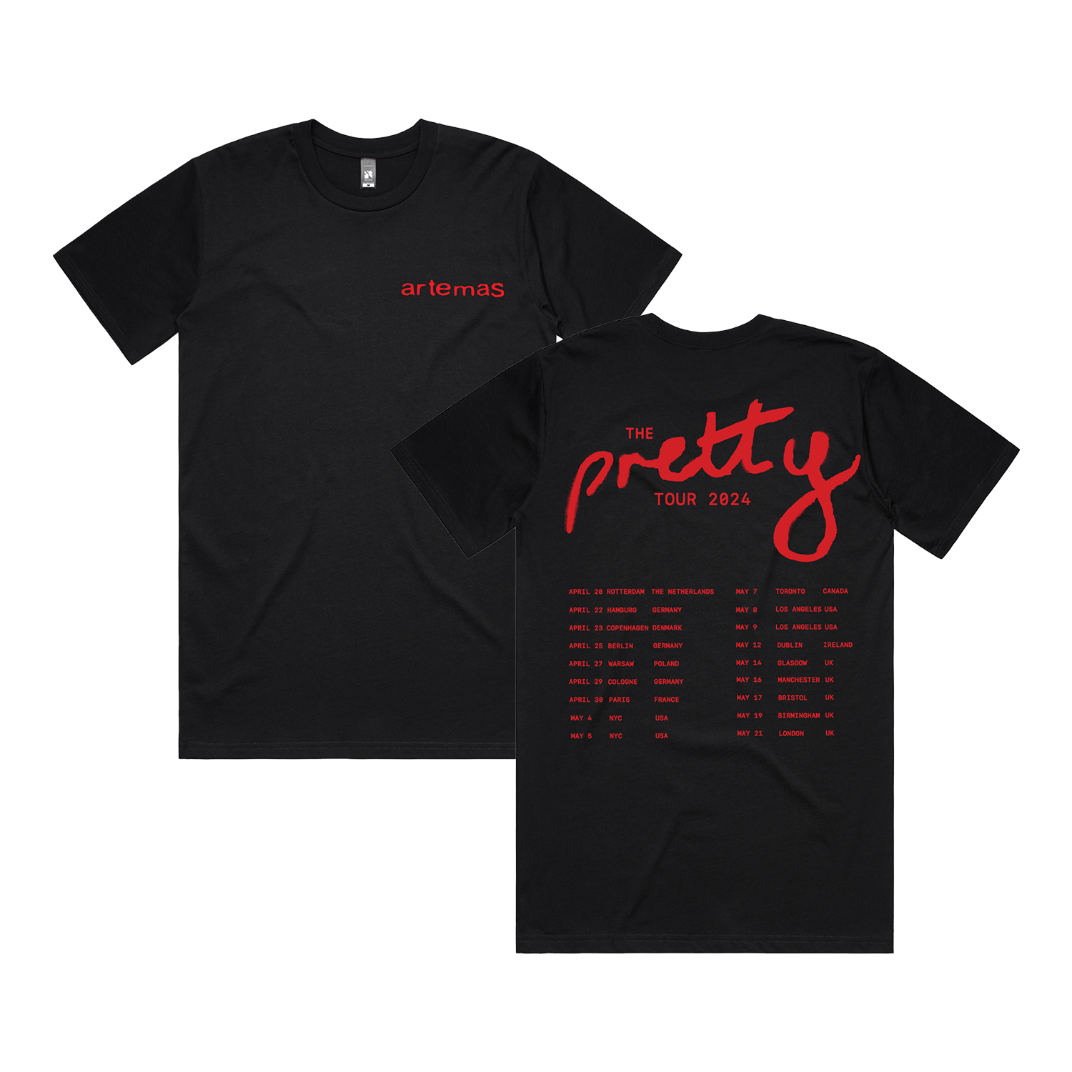 Pretty 2024 Tour T-Shirt Black | Artemas Official Shop